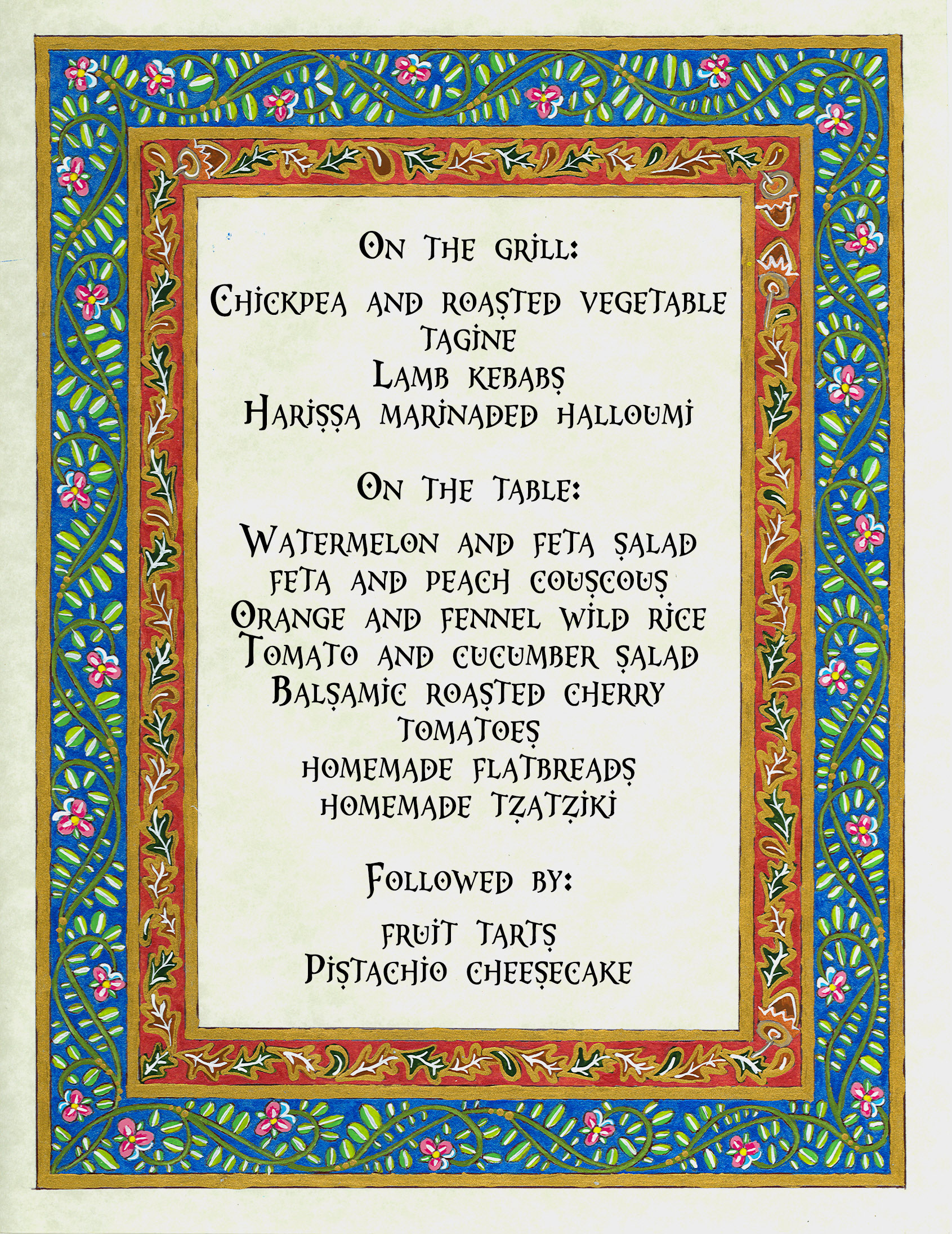 Sample Menus – Feast Your Eyes